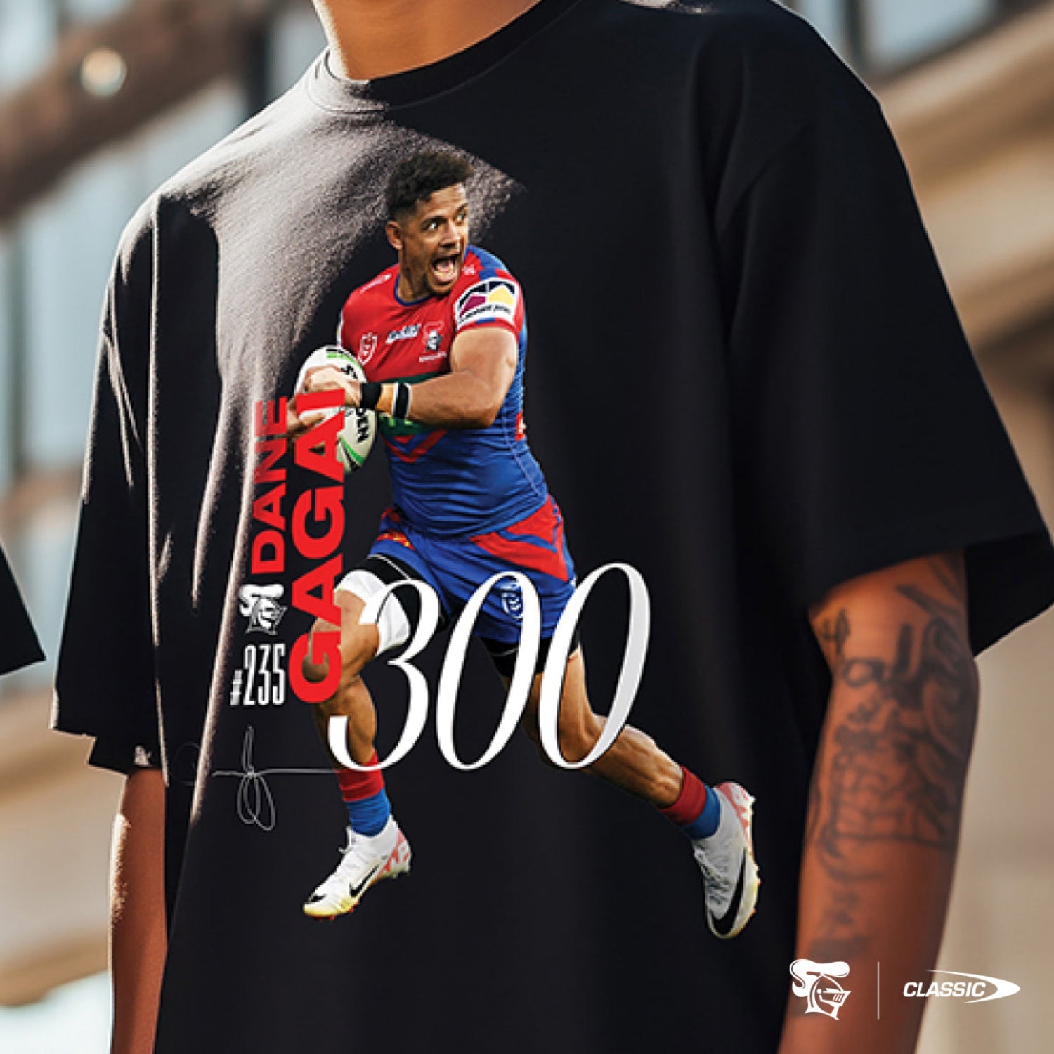 DANE GAGAI 300 MILESTONE TEE – Newcastle Knights Club Shop